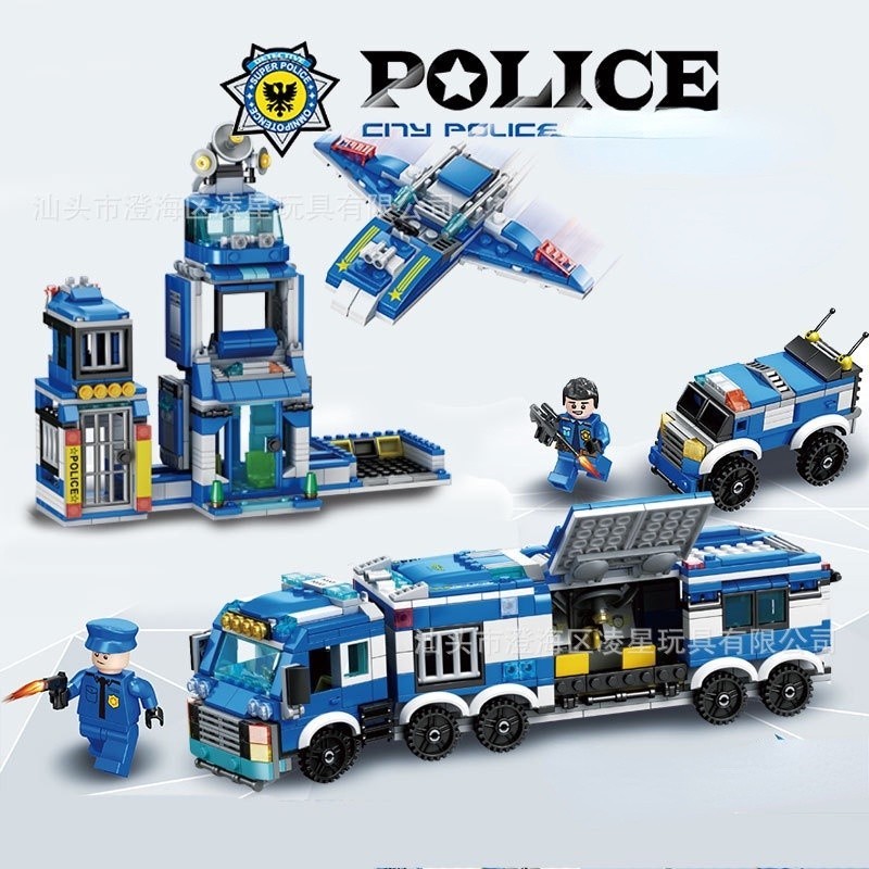 C031 Police League 8 in 1 Small Particle Building Blocks Police Car ...