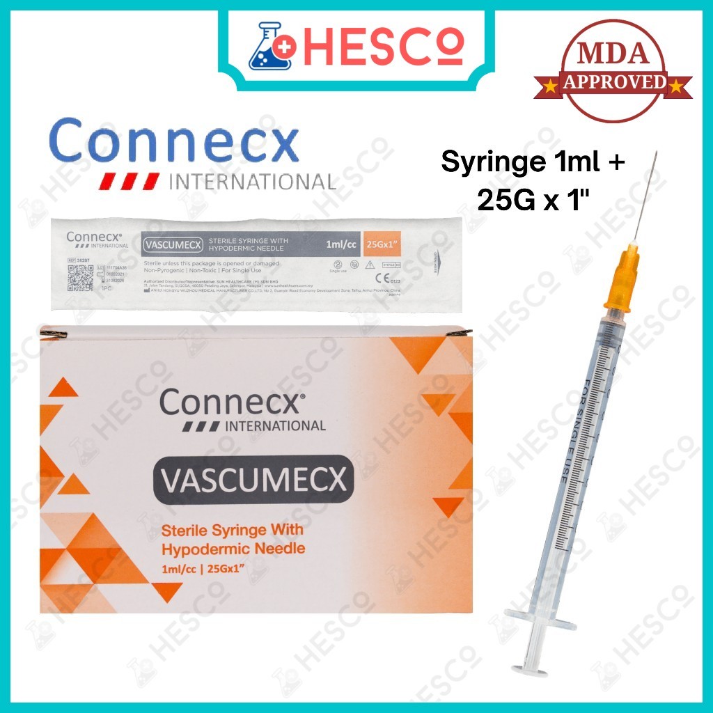 Syringe Picagari 1ml with Needle Jarum 25G x 1" (0.5mm x 25mm) Luer ...