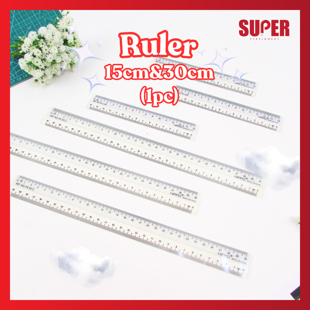 [super stationery] Hippo Pembaris Plastik Lurus / Straight Ruler Soft ...