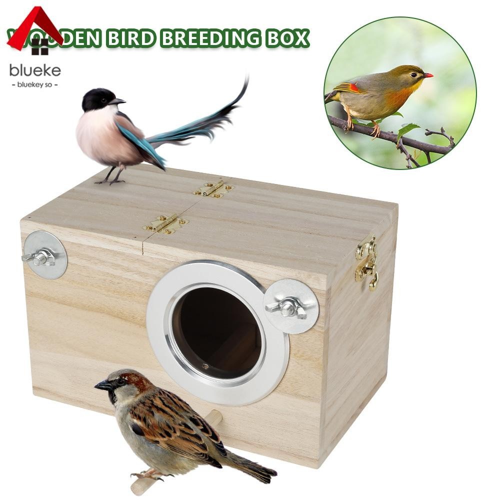 Wooden Bird Breeding Box Cage Parrot Budgie Nesting House Lovebirds ...