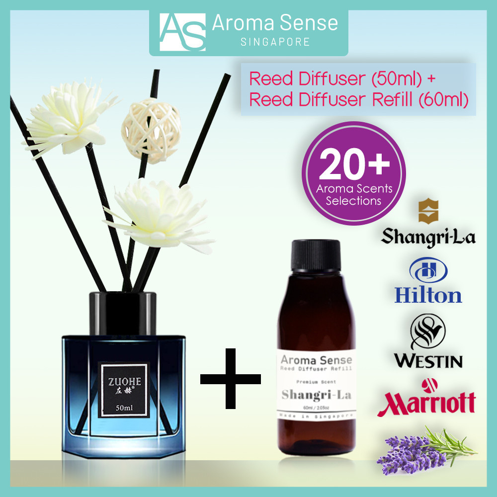 [Bundle Deal] Aroma Sense 50ml Essential Oil Reed Diffuser + 60ml Reed ...