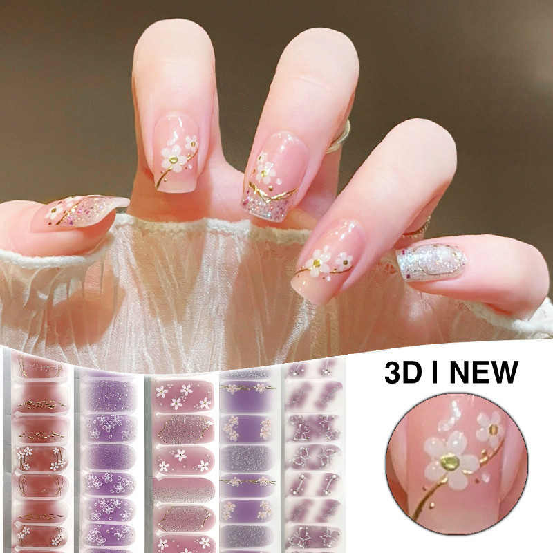 SG⚡️JOYME UV-FREE Gel Nail 3D TECH Long Sticker Strips 20pcs Waterproof ...