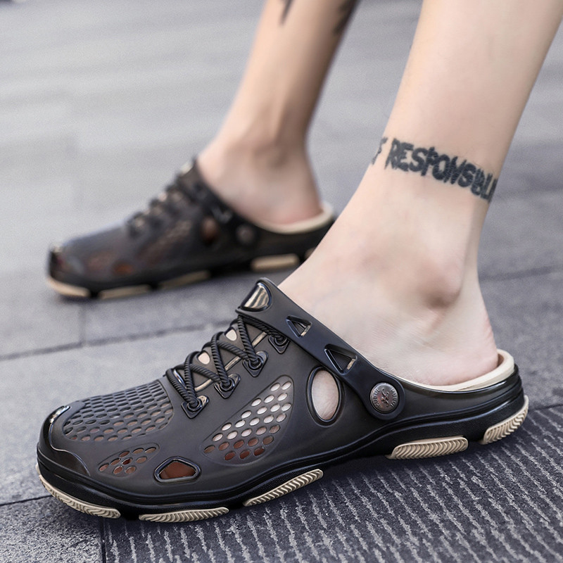 Ready Stock Men's Ultra-Light Jelly Shoes Beach Shoes Hole Shoes Two ...