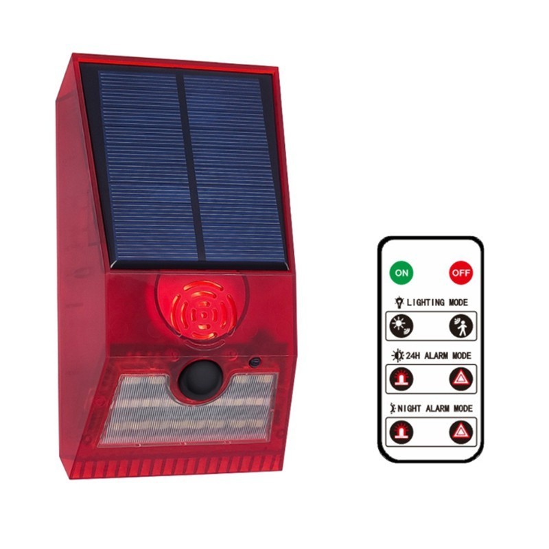 6 Modes Solar Alarm Lamp Outdoor Farm Motion Sensor Alarm Warning Light ...