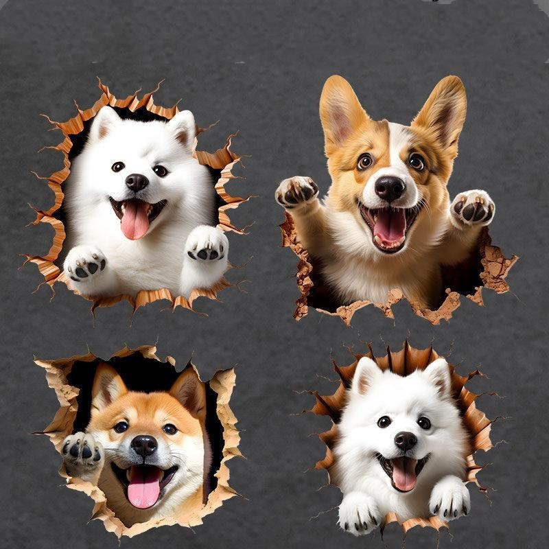 Cartoon Dog 3D 3D Car Sticker Car Decoration Car Bumper Scratches Cover ...