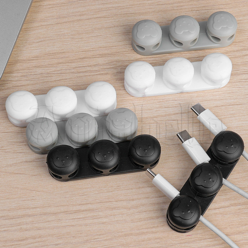 Cartoon Little Bear Cable Organizer - Desktop Tidy Management Clips ...