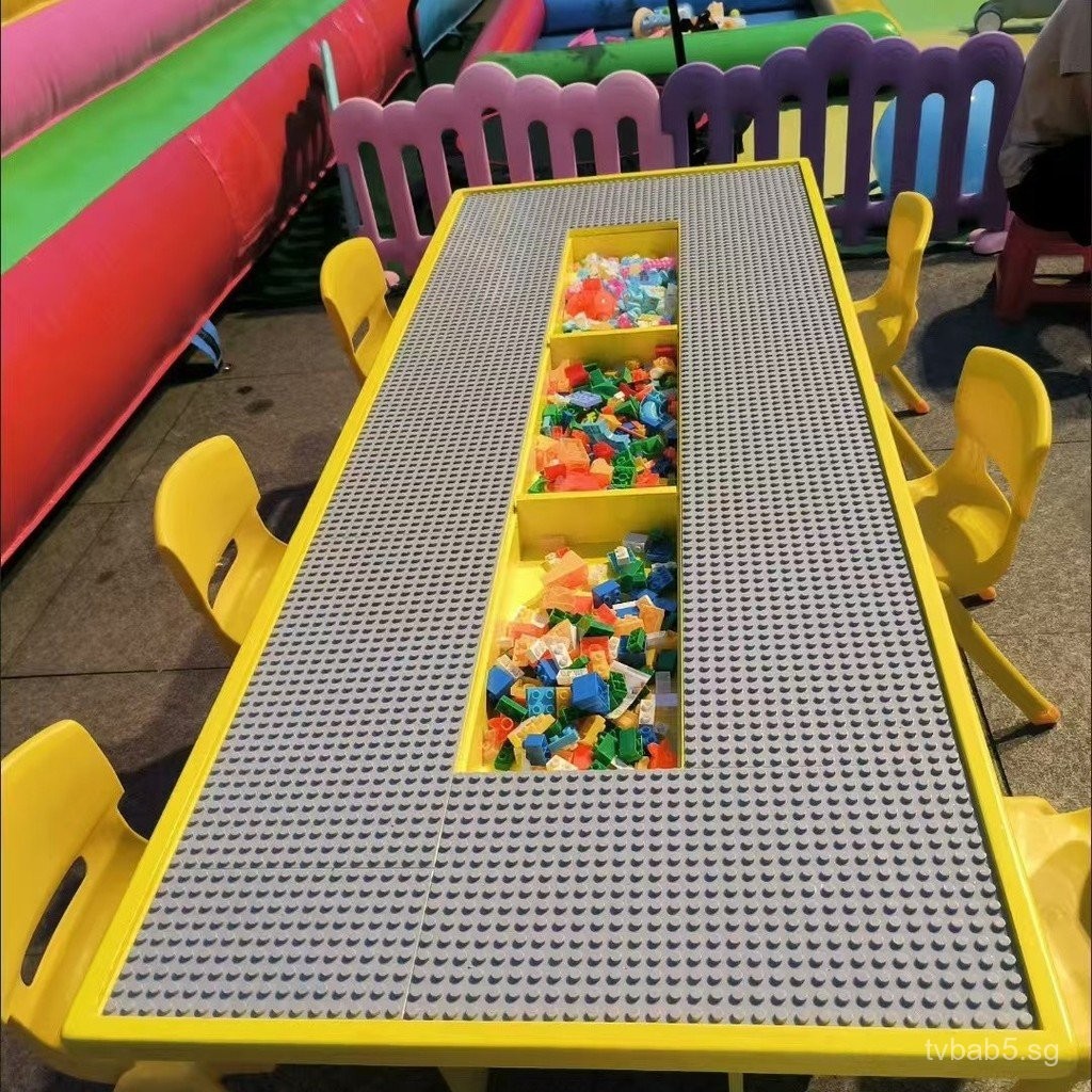 Solid Wood Children's Building Block Table Lego Table Playground Toy ...