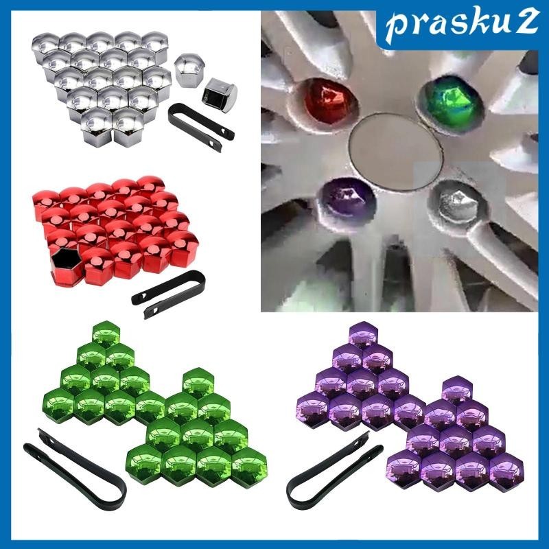 [Prasku2] 20Pcs Car Wheel Lug Nut Cover with Clip Tool Waterproof Auto ...
