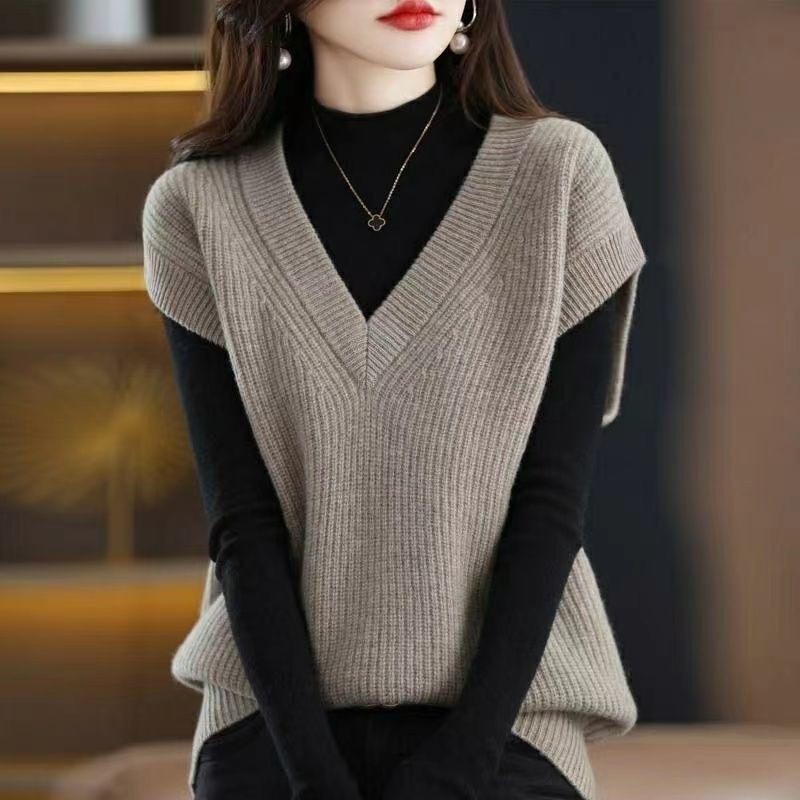 Spring and autumn hot selling short knitted vest for women, fashionable ...
