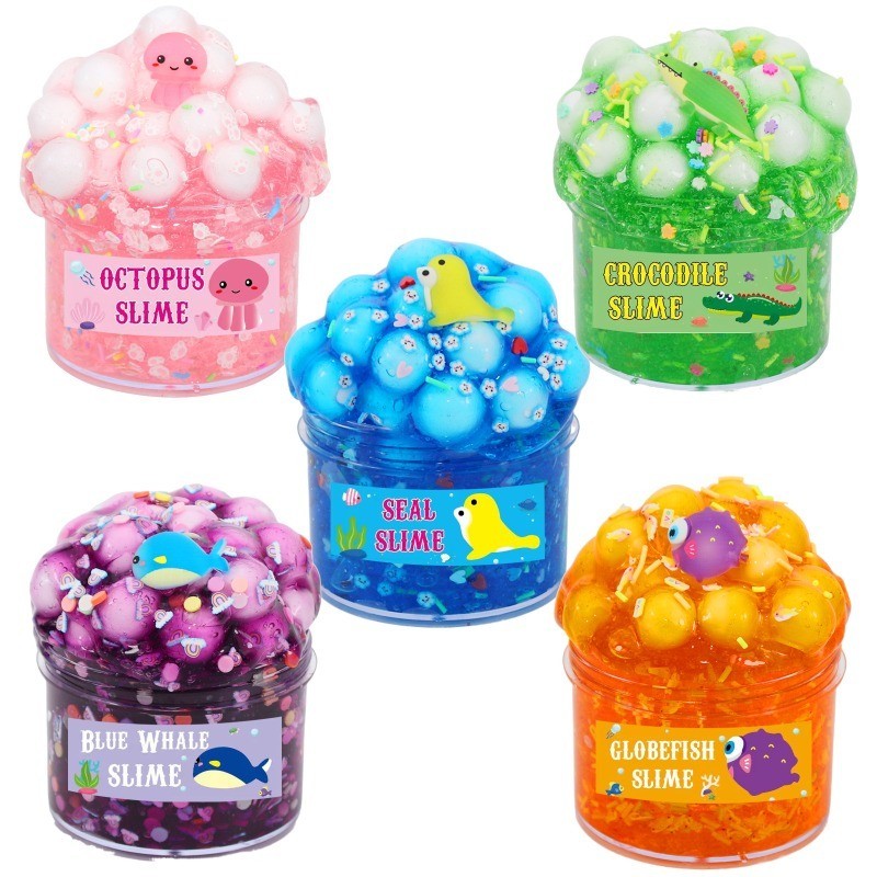 70ml Ocean Animal Shark Peach Fruit Jelly Slime Kit Soft Antistress ...