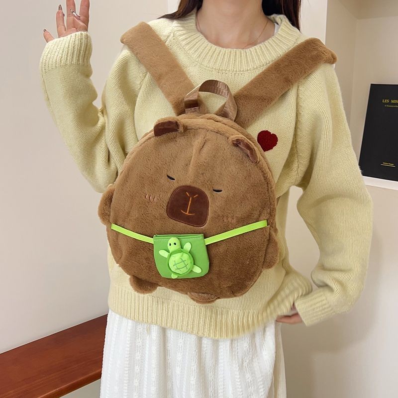 Straw Straw Backpack Capybara Plush Backpack New Style Cartoon Backpack ...