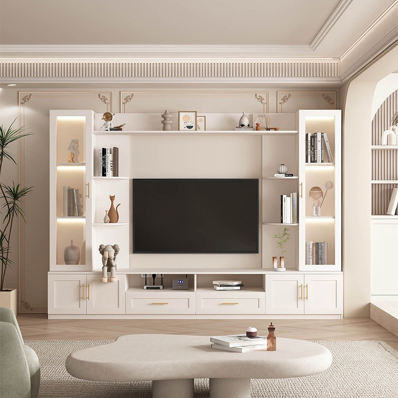 HQ-{SG Sales}Cream TV Cabinet Storage Locker Integrated Simple Modern ...