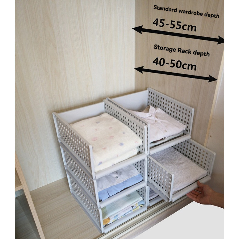 Wardrobe Storage Shelves Drawer-style Space Saver for Closets Dorm Room ...