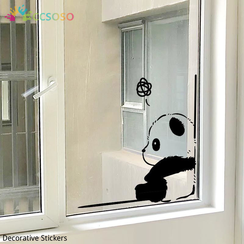 Panda Glass Stickers Kitchen Bathroom Balcony Sliding Door Glass Door ...