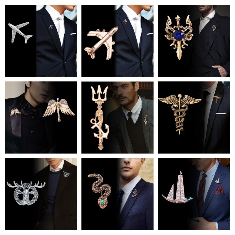 1Piece Men's Airplane Brooch with Gemstone Metal Collar Pin Elegent ...