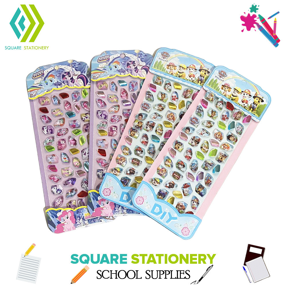 Square Stationery Acrylic Diamond Crystals DIY Cute Cartoon Stickers ...