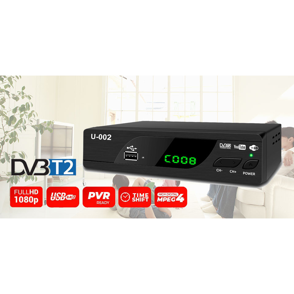 hotsale U-002 DVB T2 Digital TV Decoder HD 1080p Digital Terrestrial TV ...