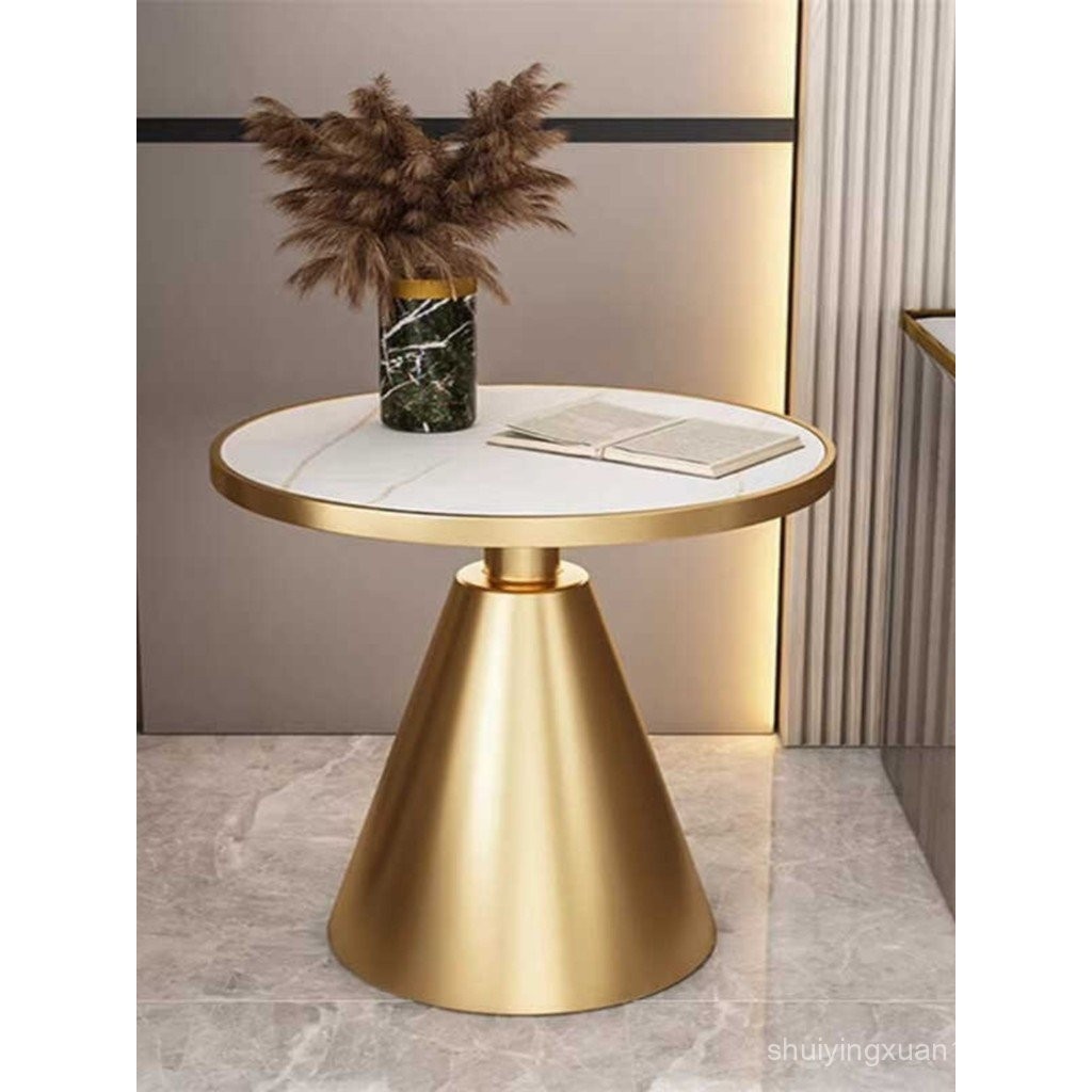 Nordic Light Luxury Side Table Round Rock Slab Sofa Side Corner Table Balcony Hotel Small Round ...