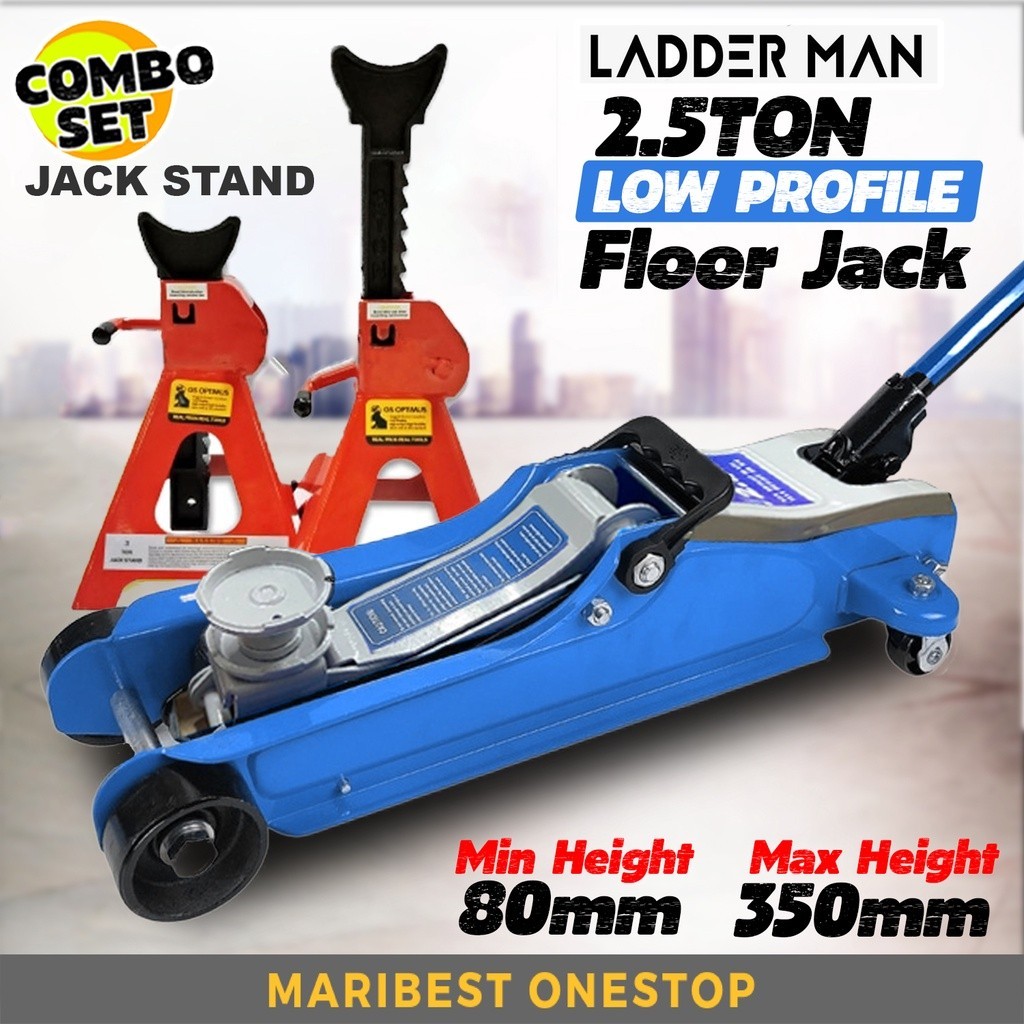 LADDERMAN 2.5 Ton Low Profile Hydraulic Floor Jack With Jack Stand Jet ...