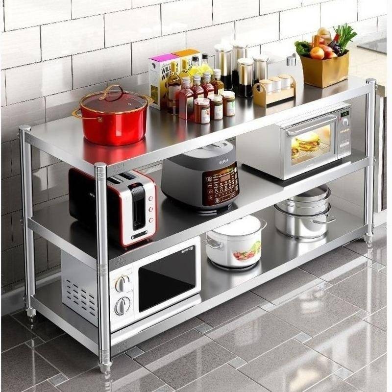 Extra thick 304 stainless steel kitchen storage rack, floor to floor ...