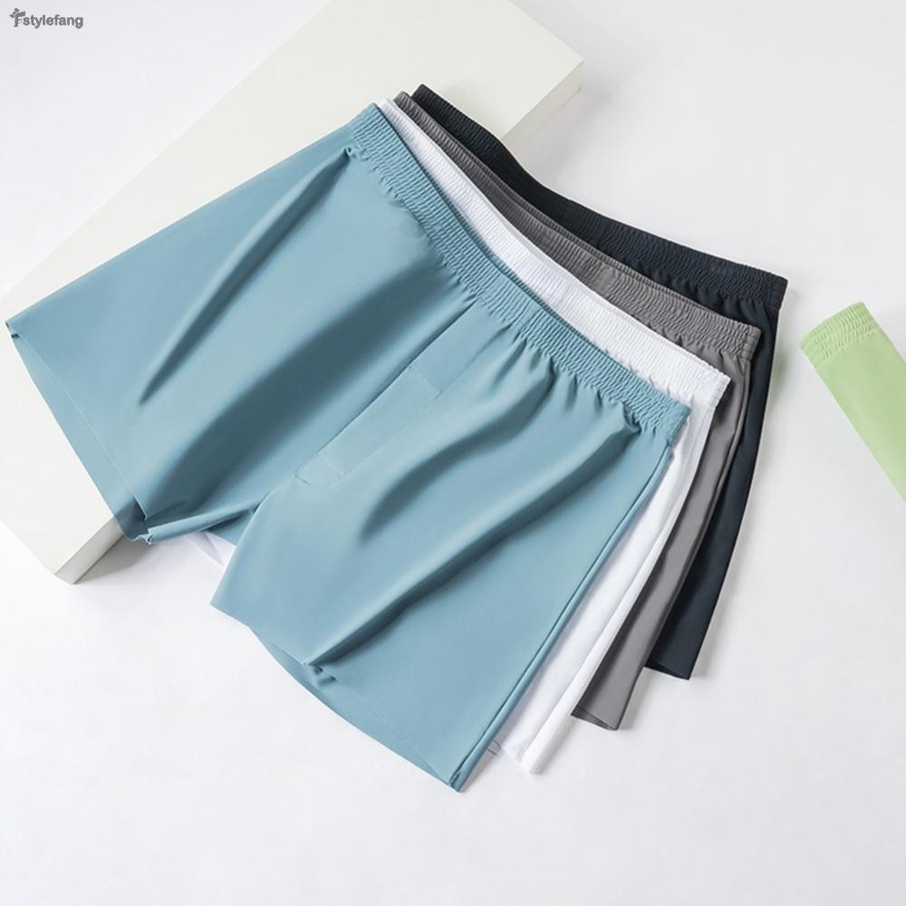 【STYLEF】Men Seamless Ice Silk Boxers Loose Mid-Waisted Underwear ...