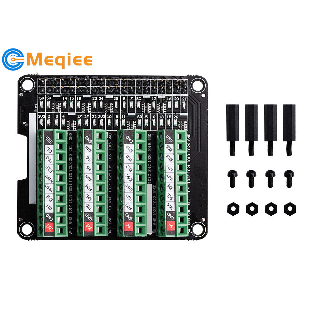 Ultra-Small RPi GPIO Status LED & Terminal Block Breakout Board Module ...