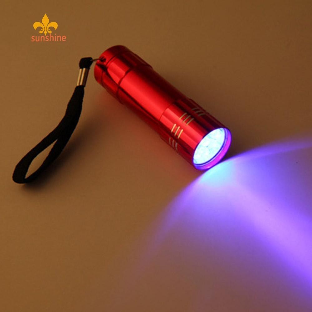 Waterproof 395nm Ultraviolet 9 LED Flashlight UV Light Torch for Money Detection [anisunshine.sg ...