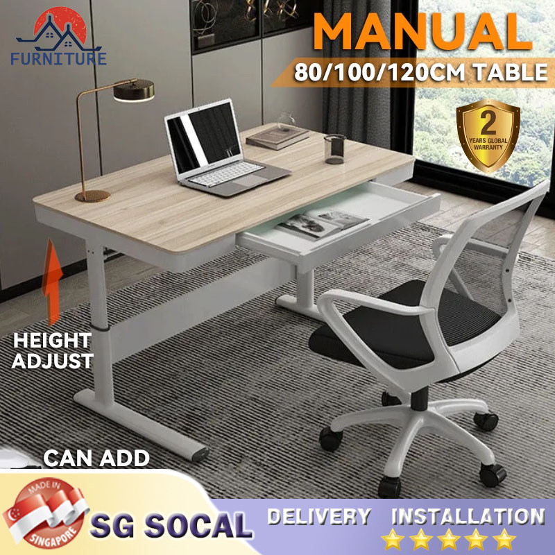 F Home Height Adjustable Desk Glass Standing Desk Moveable Height ...