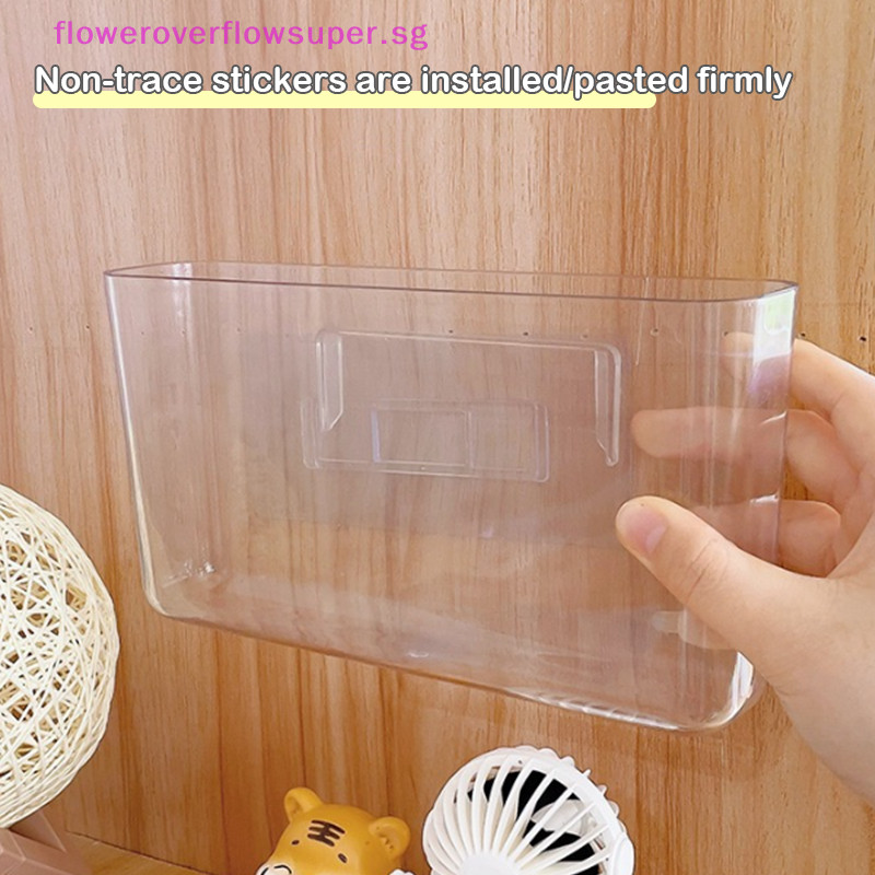 FSSG Transparent Wall Storage Box Wall-mounted No Punch Bedside Racks ...