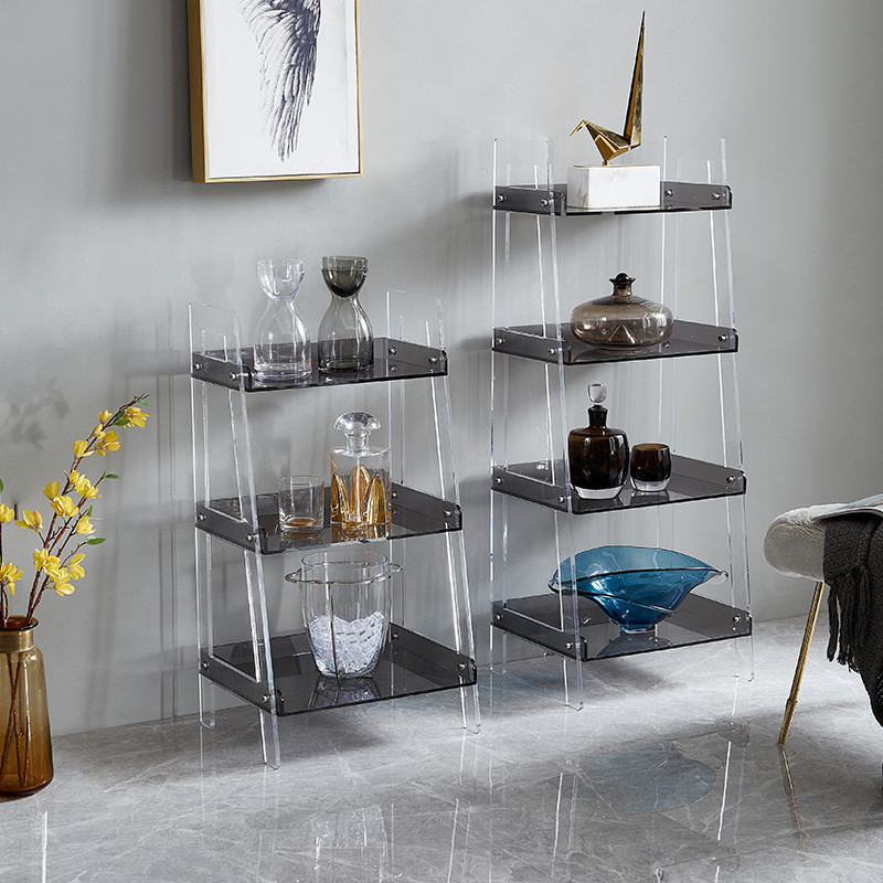 Nordic Acrylic Storage Rack Bookshelf Floor-standing Living Room Light ...