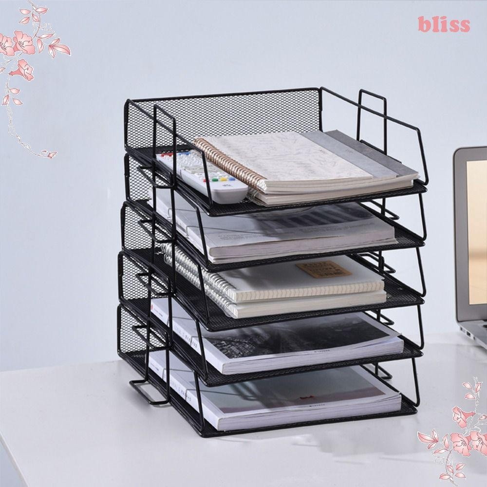 BLISS A4 File Storage Tray, Desktop Organizer Papers Rack Stackable ...