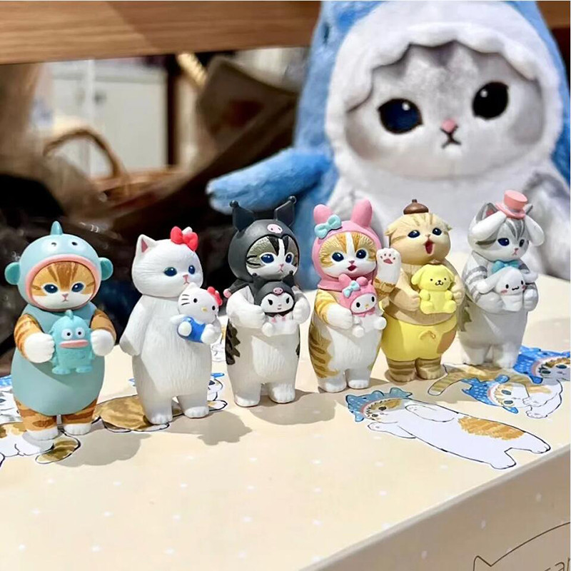 6pcs/set Mofusand Sanrio Characters Narikiri Figure Cute Kawaii Cos ...