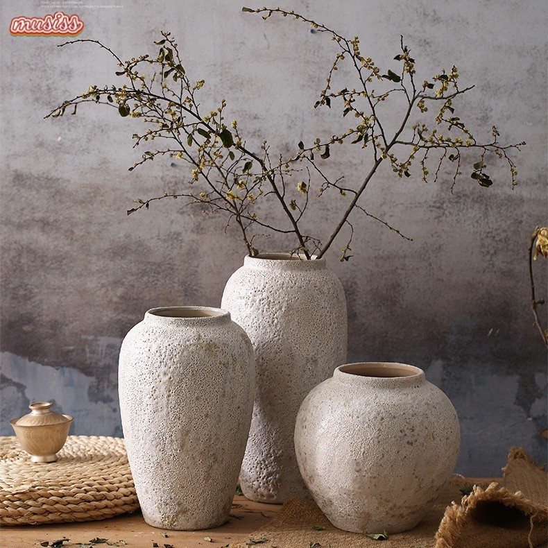 Simple Retro Ceramic Vase Antique Old Flower Arrangement Clay Pot ...