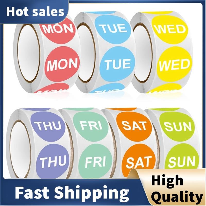 7 Day of the Week Sticker,1 Inch Round Day Dot Food Rotation Labels ...