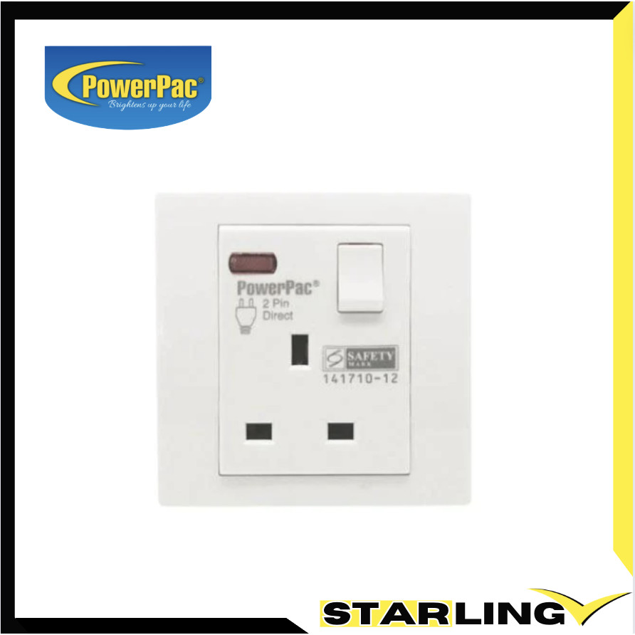 PowerPac Led neon 13A 1Gang Switched Socket / Wall Socket with 2 Year ...
