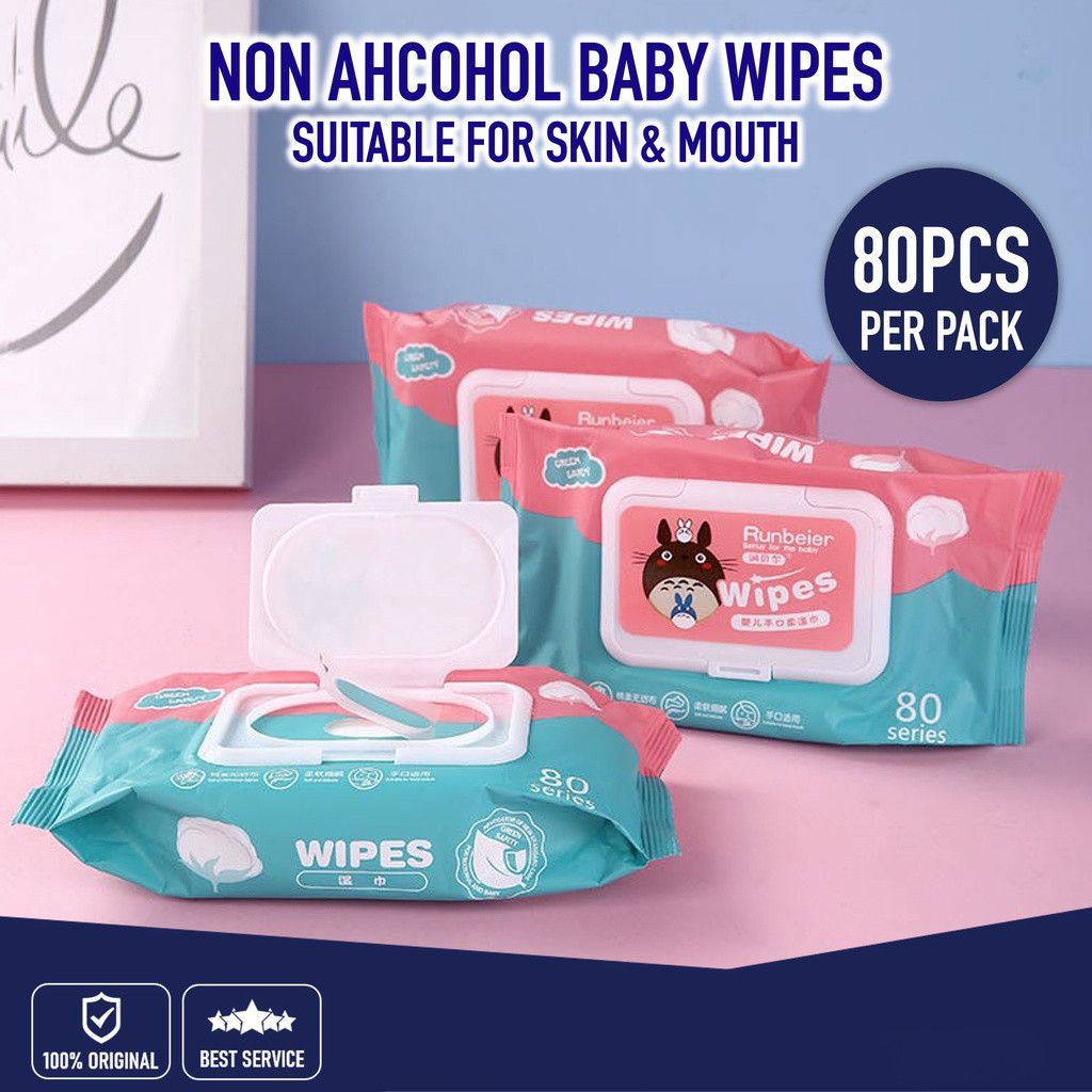 [80 Wipes/Pack] Baby Wet Wipes Tissue Fragrance Free Wet Tissue With ...