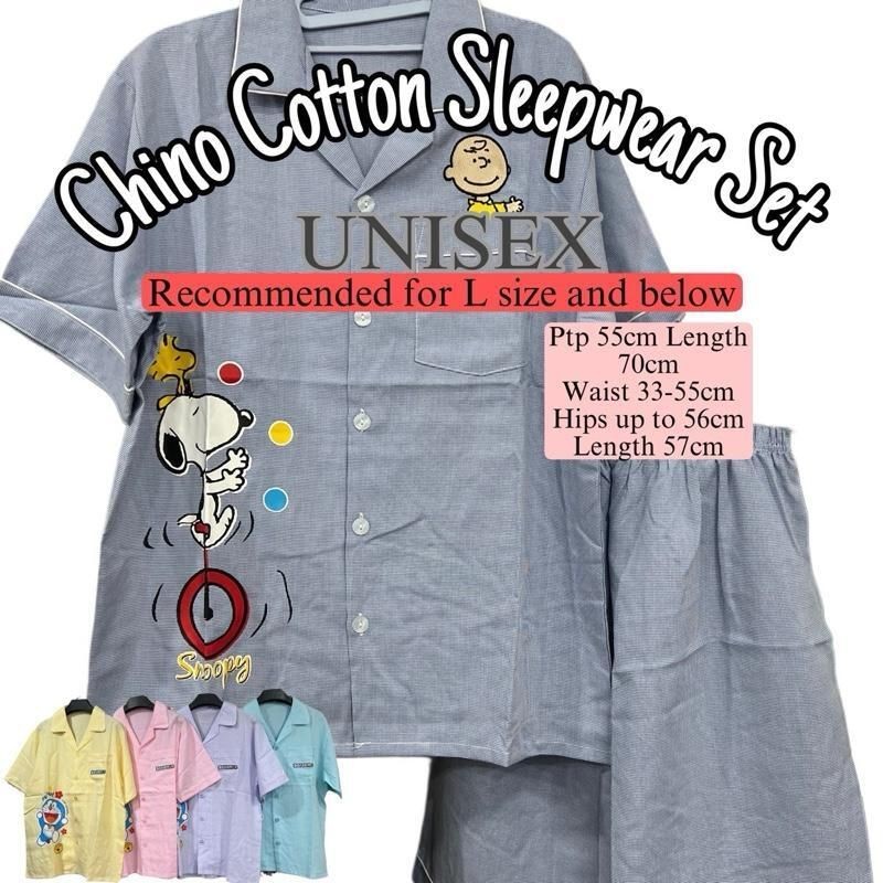 (CSS) Chino Cotton Polyester Unisex Sleepwear Set | Shopee Singapore