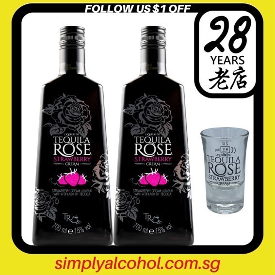 Official Importer - 70cl Tequila Rose Strawberry Cream Liqueur Twin ...