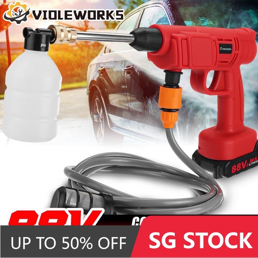 1000W Cordless Water Jet Car Washer 88VF Portable High Pressure Water ...