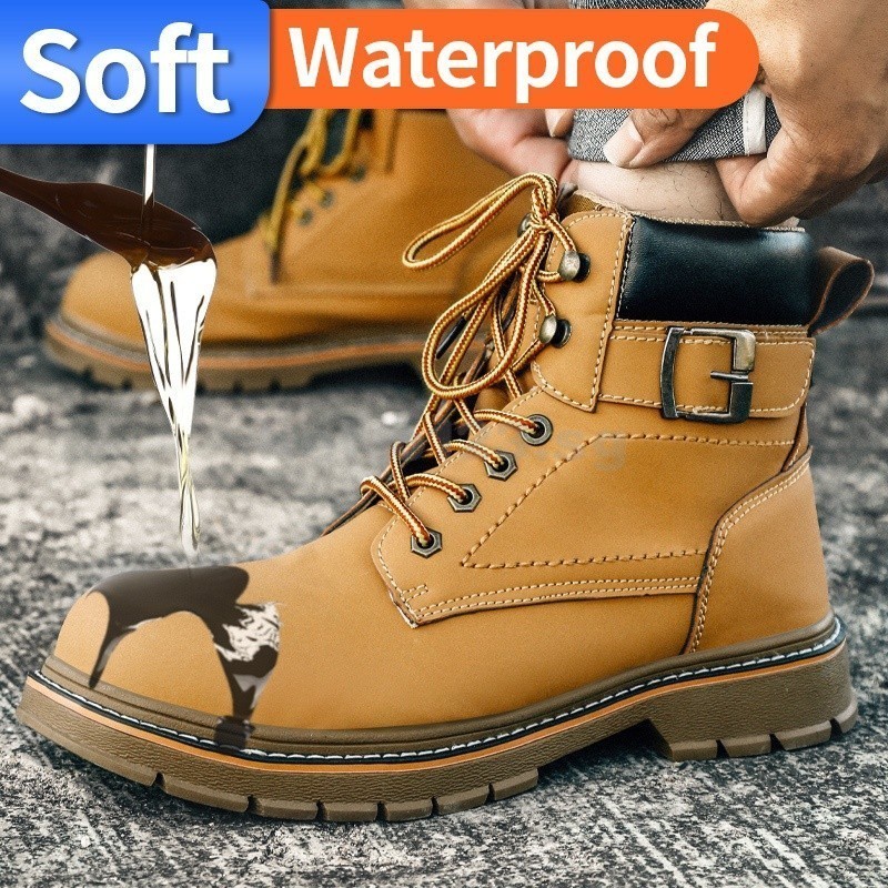Safety Shoes For Man Steel Toe Boots High-Cut Waterproof Anti Smashing ...
