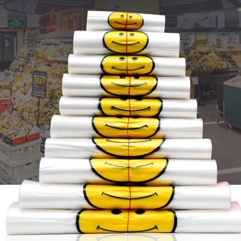 [SG Seller]Supermarket Grocery Plastic Shopping Bag/Smiley Face Plastic ...
