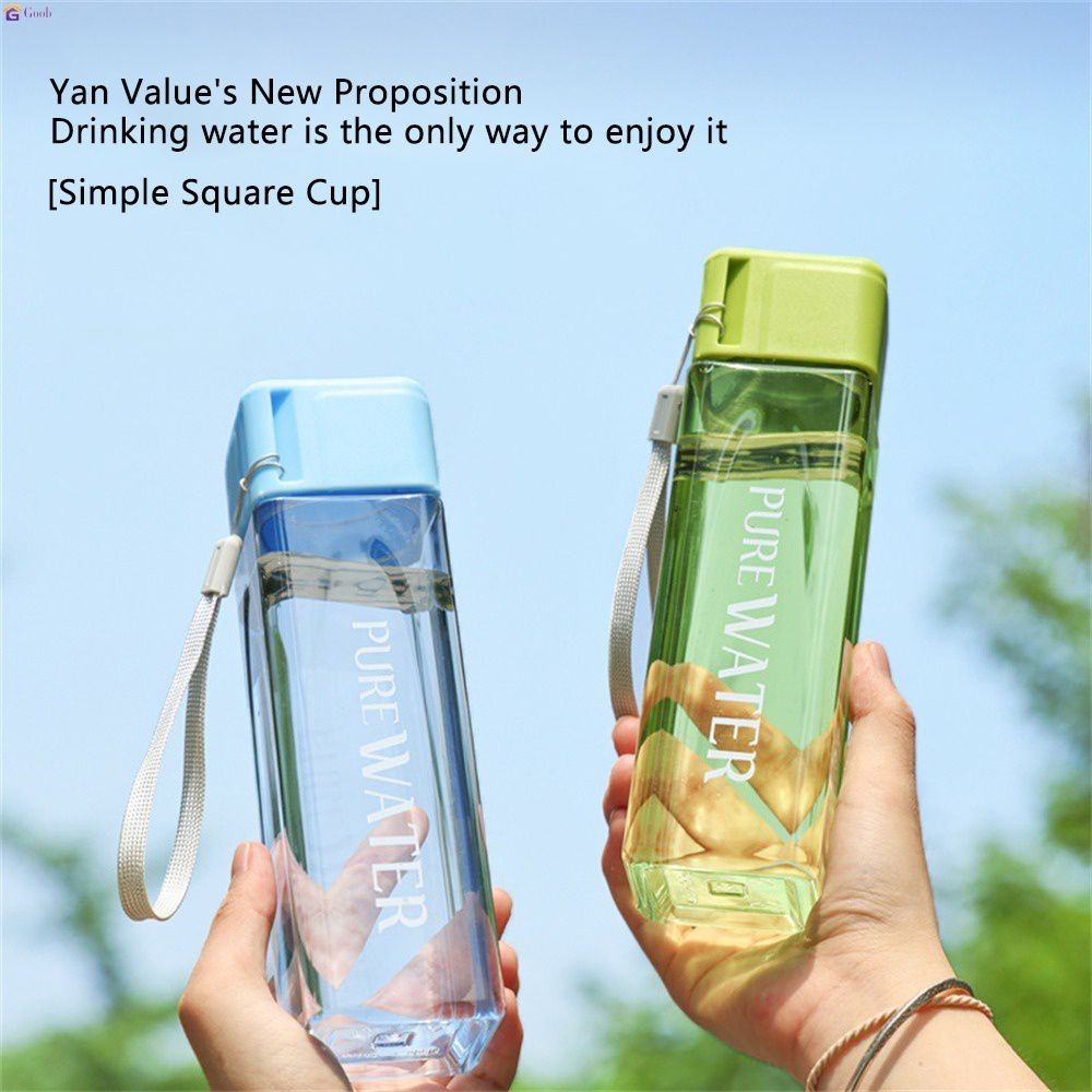 Square Water Cup Portable Sports Cup Bpa Free Leak-proof Water Bottle ...