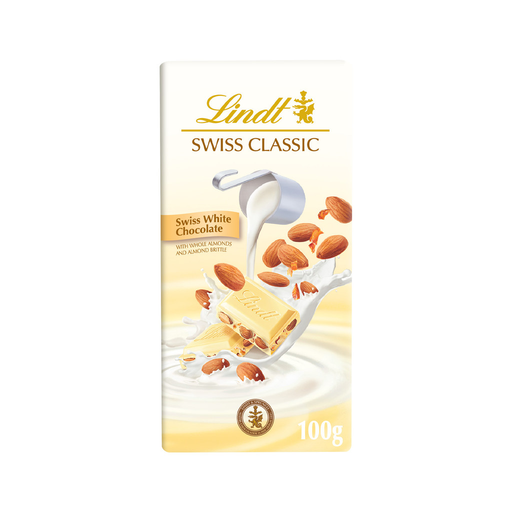 Lindt Swiss Classic Bar White Almond, 100g | Shopee Singapore