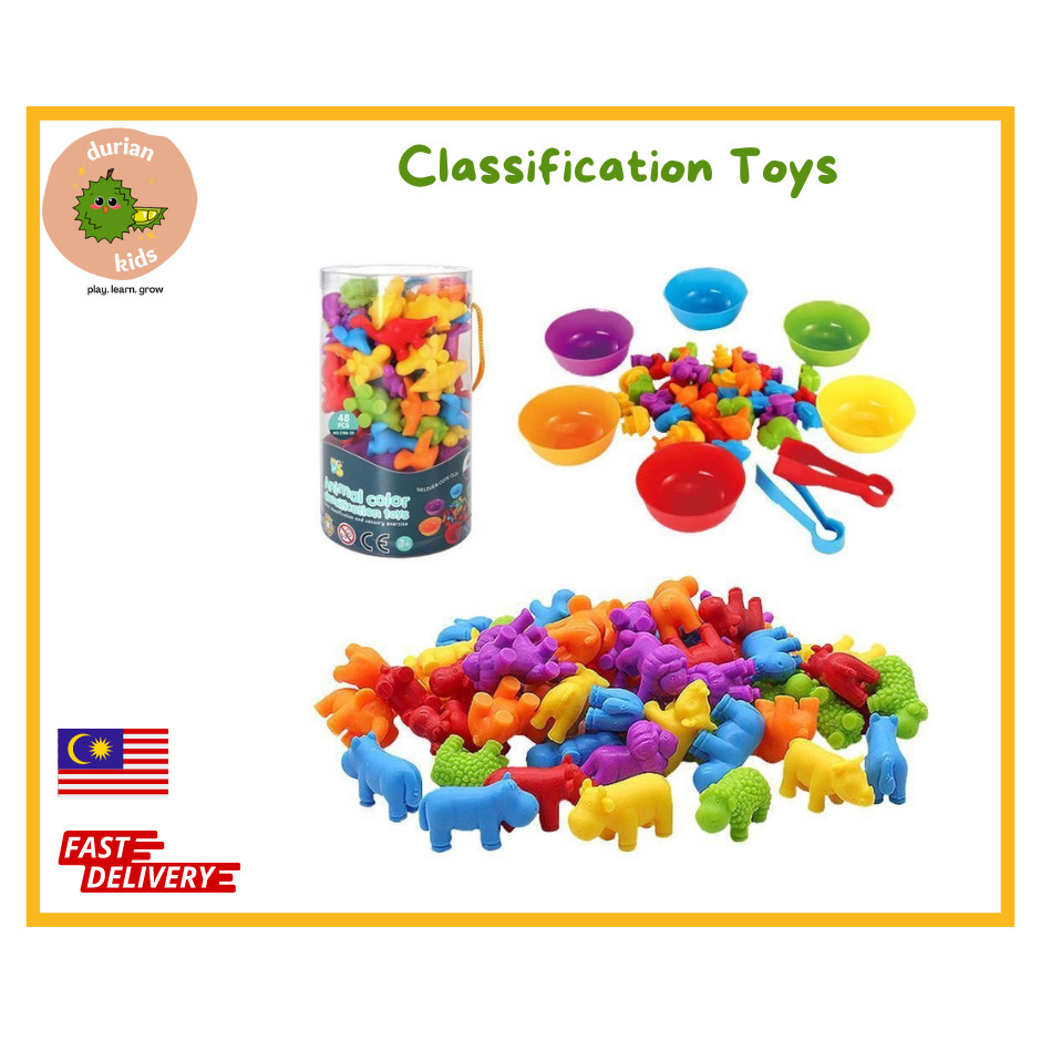 Montessori Sorting Matching Counting Soft Rubber animals with matching ...