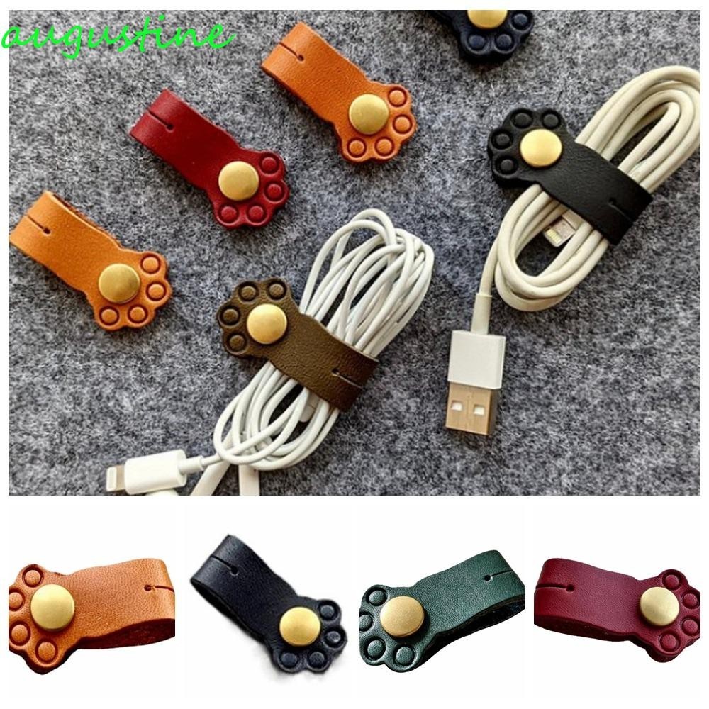 AUGUSTINE Cute Animal Leather Cable Winder, Earphone Cord Organizer ...