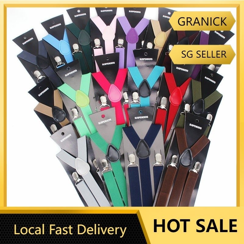 10201Ready stock Elastic Suspender Men's 3Clips Vintage Wedding ...