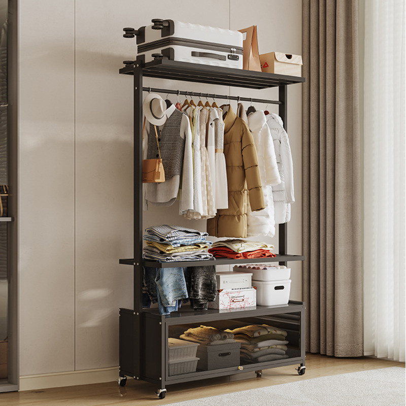 Wardrobe Clothes Rack With Cabinet Hanger Rack Floor Standing Household ...