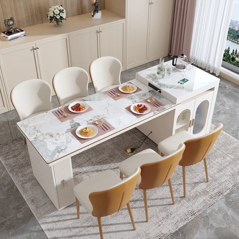 【In Stock 】Island Dining Table Stone Plate Integrated Retractable Home ...
