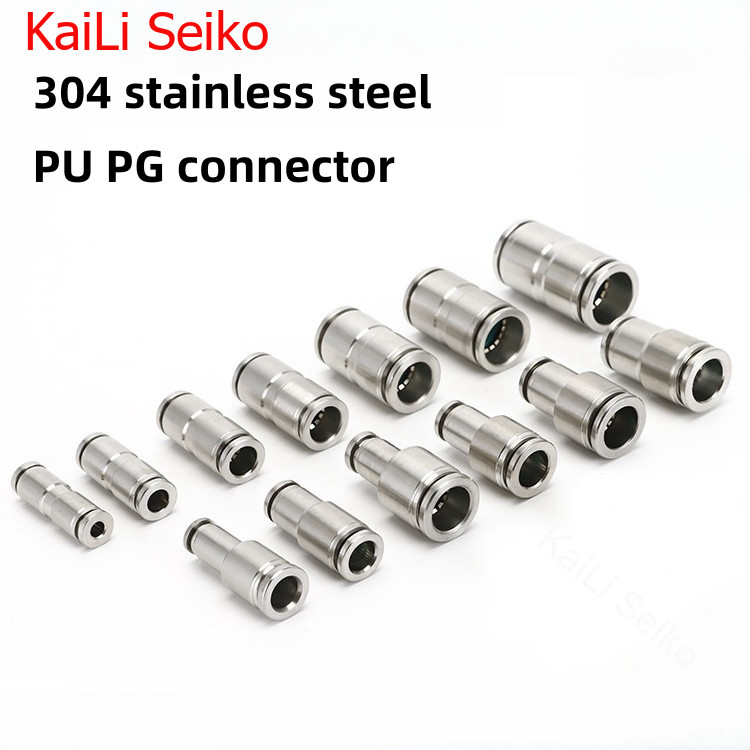 304 Stainless Steel Pneumatic Quick Connector PU4 6 8 10 12 14 16mm ...