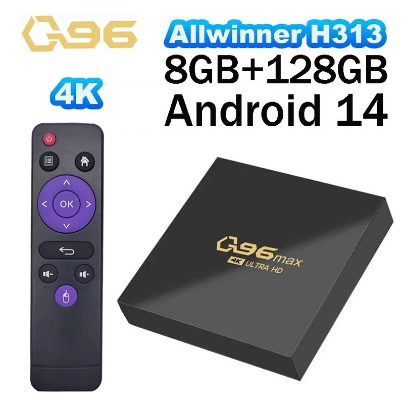 Q96 Max 4K TV Box Android 14 HD HDR Smart TV Box 8GB 128GB 4G Wifi ...
